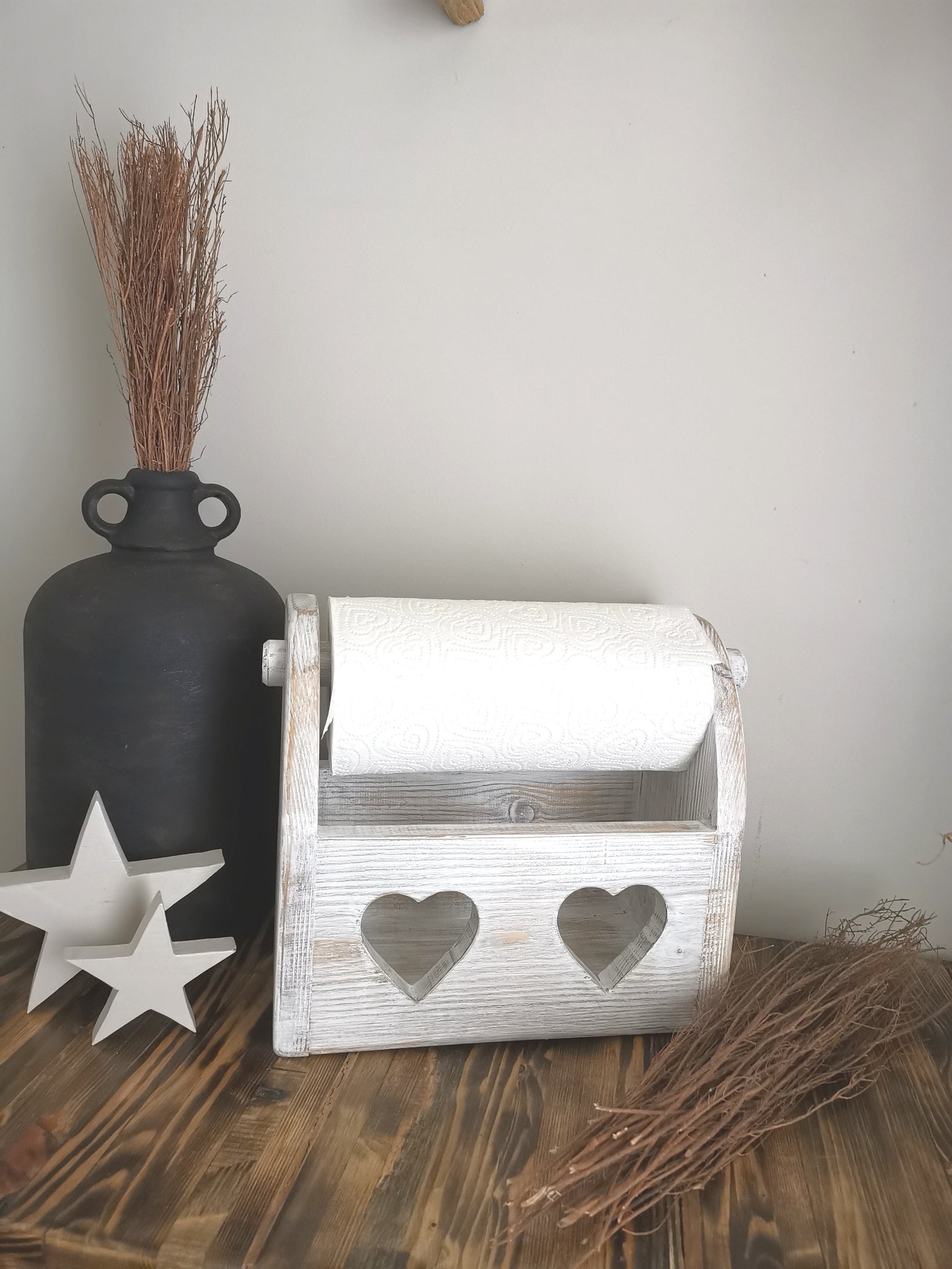 Kitchen Roll Holder, Double Heart , Kitchen accessories – WomblesCrafts