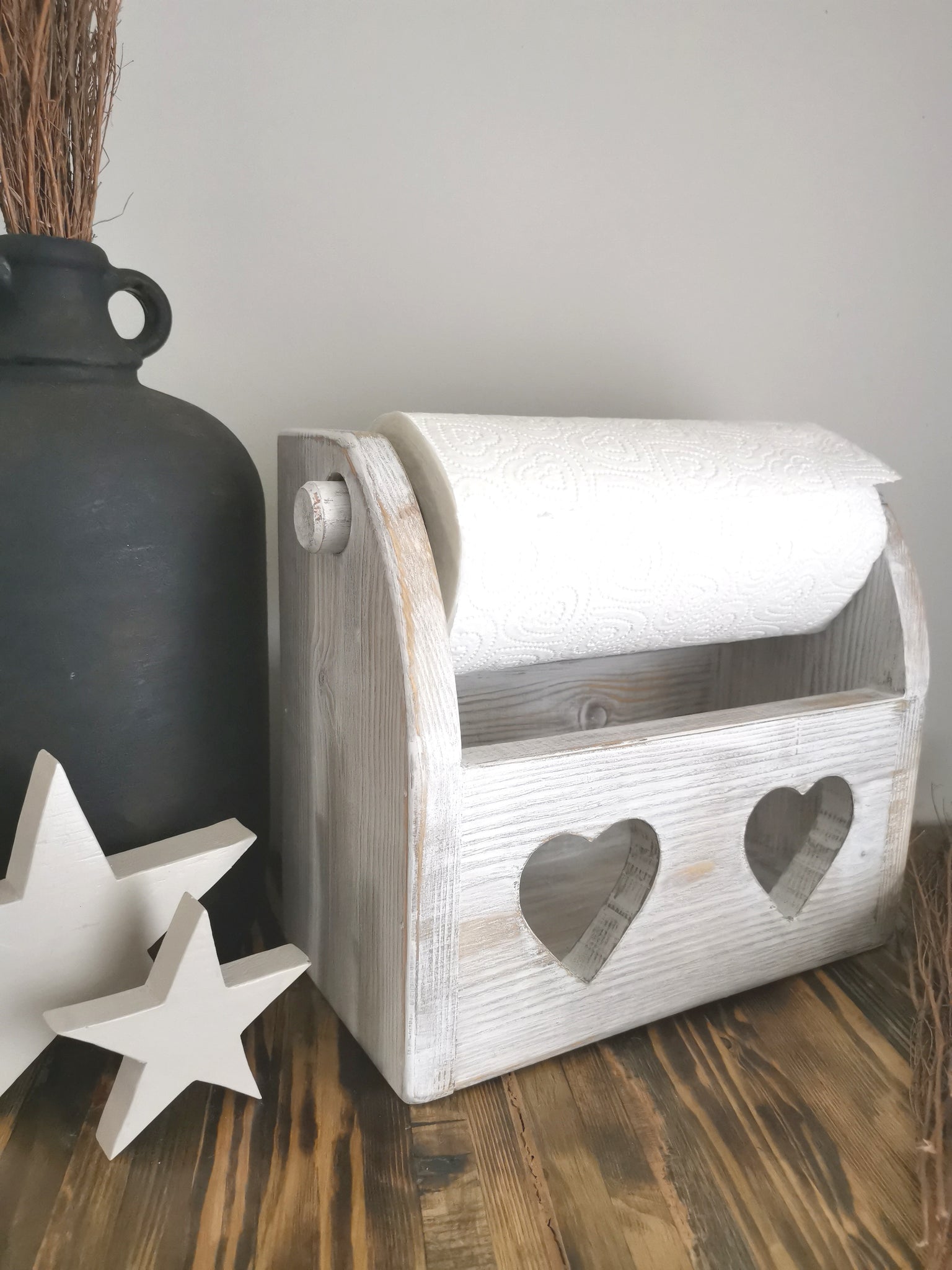 Kitchen Roll Holder, Double Heart , Kitchen accessories – WomblesCrafts