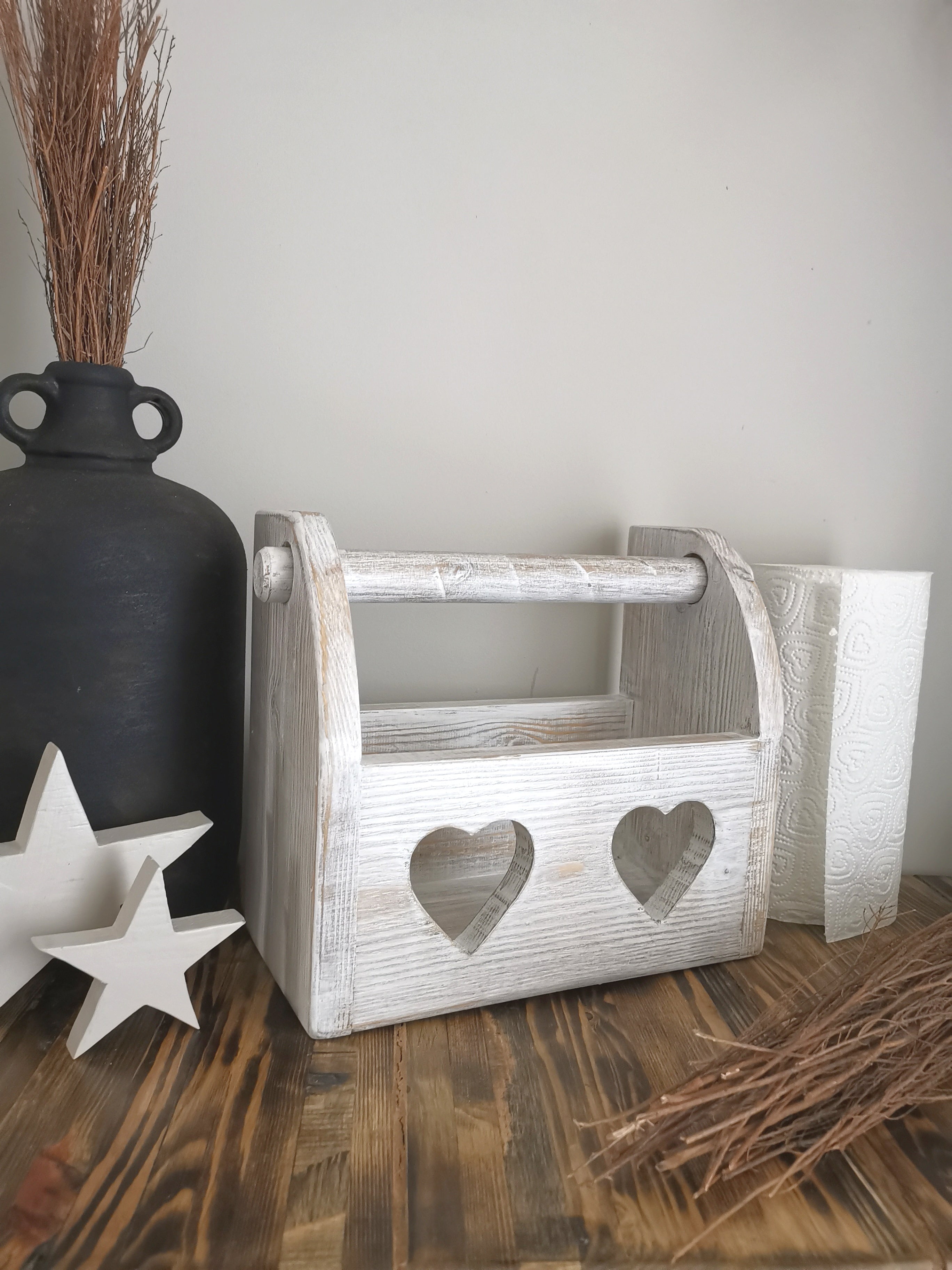 Kitchen Roll Holder, Double Heart , Kitchen accessories – WomblesCrafts