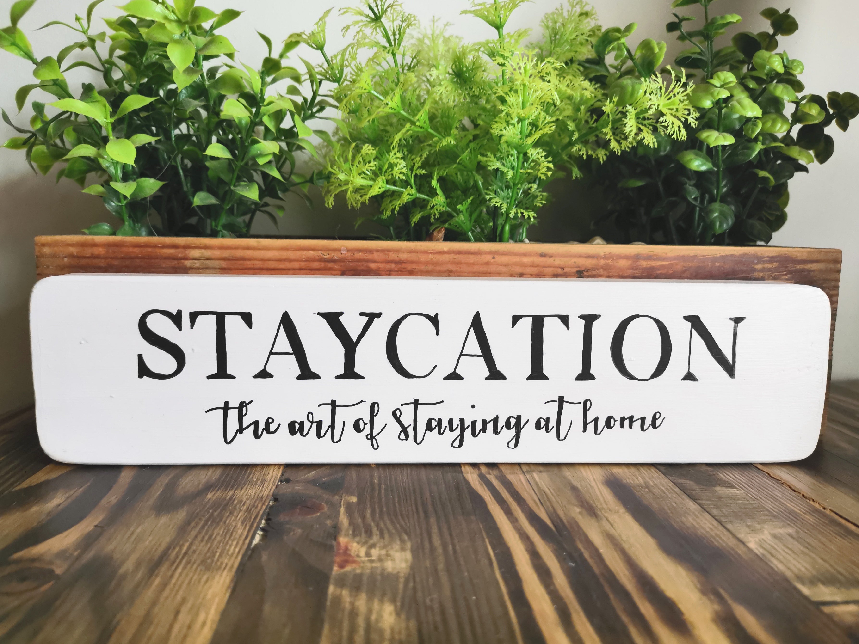 Staycation - Handmade wooden sign – WomblesCrafts